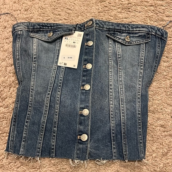 Zara | Tops | Xl Zara Denim Corset Top | Poshmark